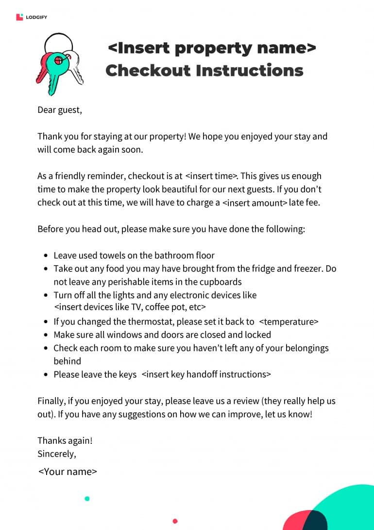 Airbnb Checkout Instructions: 9 Things to Include (Free Template)