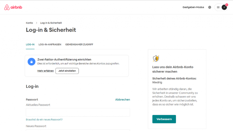 Airbnb Gastgeber Login
