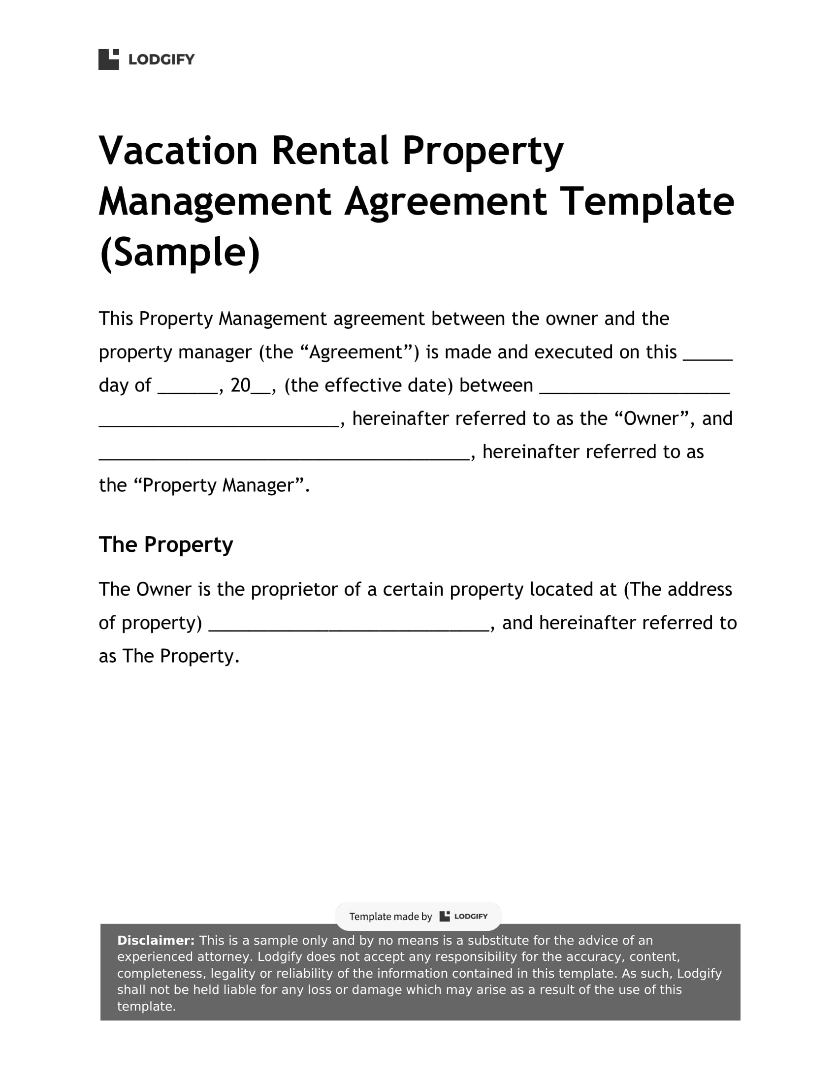 Airbnb Management Contract & Free Template